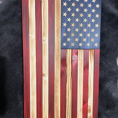 Small Handmade Rustic American Wooden Flag - Etsy