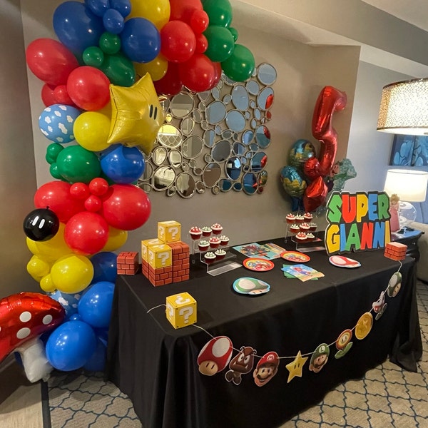 Mario Balloon Garland | Video Game Balloon Arch Birthday Party | Yellow ...