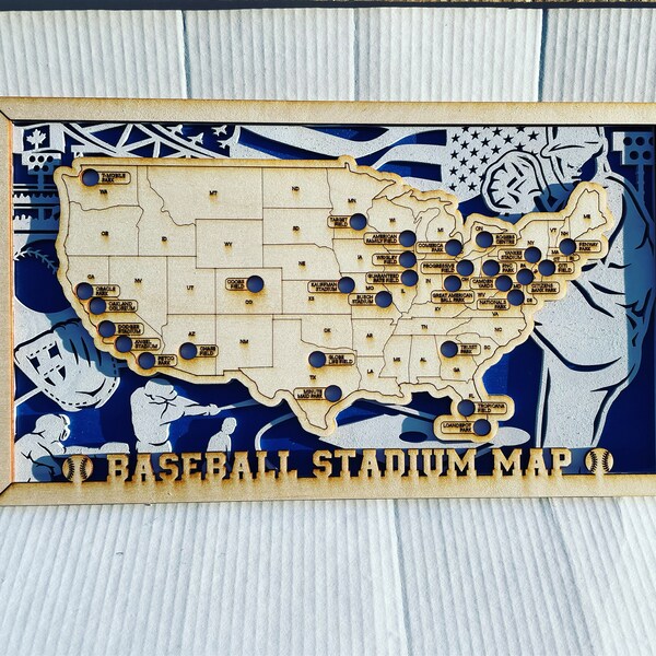 The Stadium Series Baseball Map - Stadium Tracker - SVG File Download ...