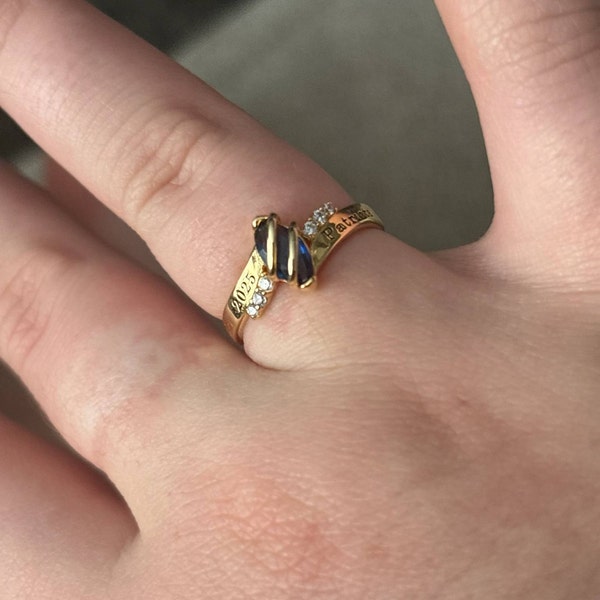Customized Sterling Silver Womens High School Class Ring Gem Collection ...