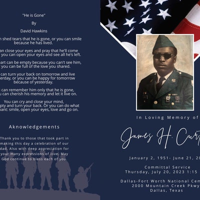 Firefighter Funeral Program Template Funeral Card Template Editable ...