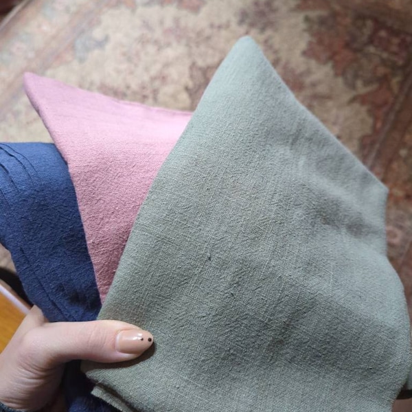 Stone Washed Pure Plain Linen Fabric Material - 100% Linens Home Decor ...