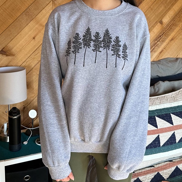 Silhouette of Evergreen Trees Unisex Sweatshirt, Outdoors Inspired ...