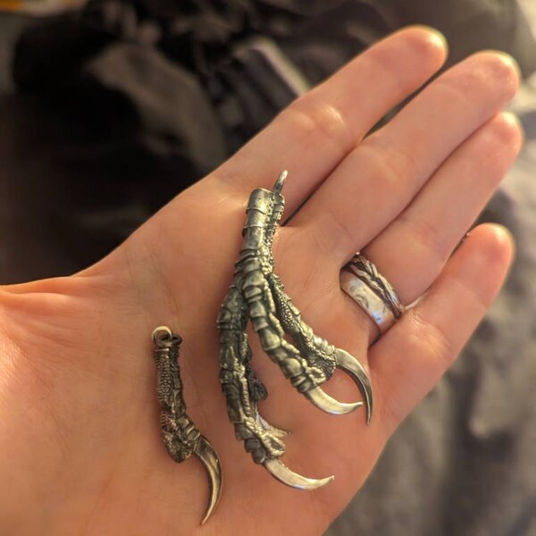 Raven Claw Point Pendant Sterling Silver Carrion Crow - Etsy