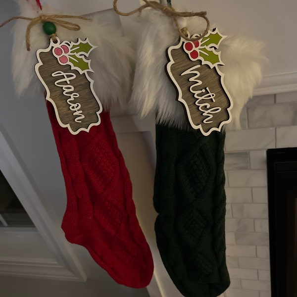 Custom Wood Stocking Tag, Gift Tag, Personalized Stocking Tags, Wood ...