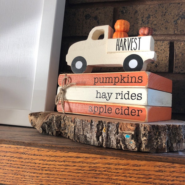 Fall Books, Pumpkin Truck, Harvest, Mini Book Bundle, Fall Tree, Wooden ...
