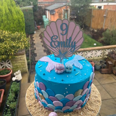 Seashell Cake Topper, Custom Glitter Cake Topper, Personalised Any Name ...
