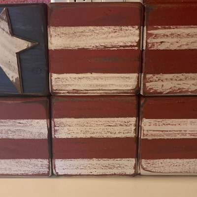 Rustic Wood American Flag Blocks - Etsy
