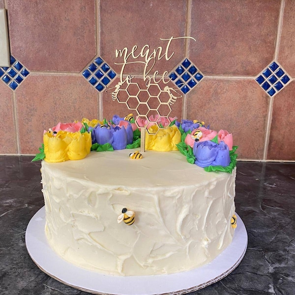 Custom Meant to Bee | Bumble Bee Mine Cake Topper | Bee Wedding Cake ...