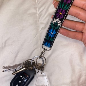 Keychain Wristlet for Women, Key Wristlet Floral, Women's Car Accessory ...