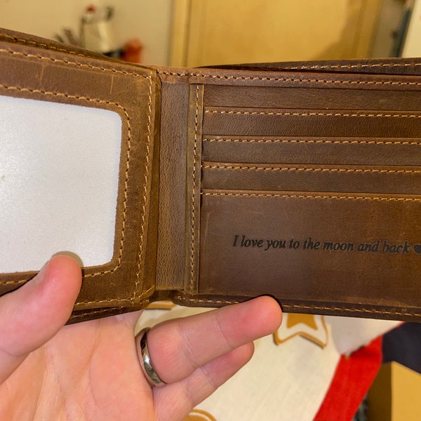 Handwriting Men's Wallet, Engraved Memorial Signature Wallet, Groomsmen ...