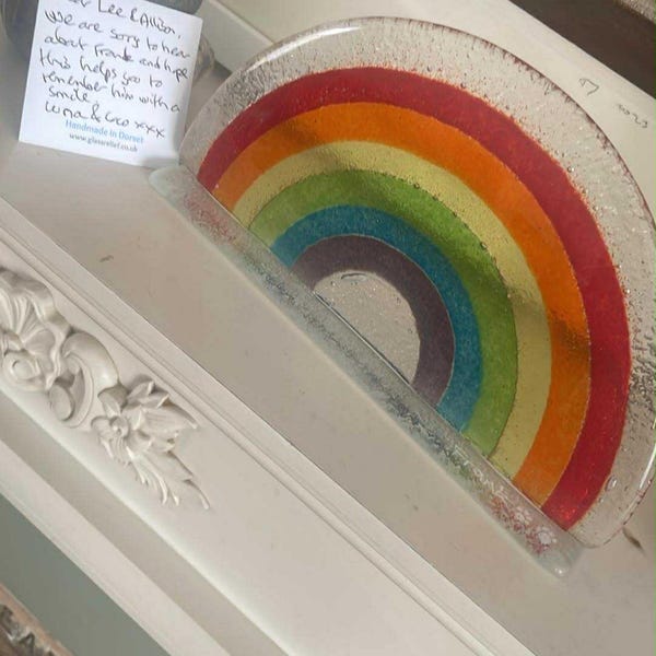 Wave in a Box Fused Glass Wave Wall Art Sun 25x25cm(10"), Turquoise ...