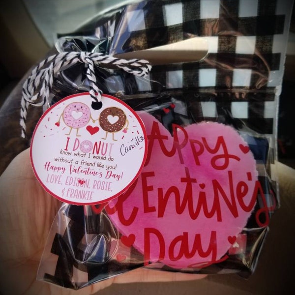 Editable Donut Valentine's Day Tags Friendship Valentine's Day Treat ...
