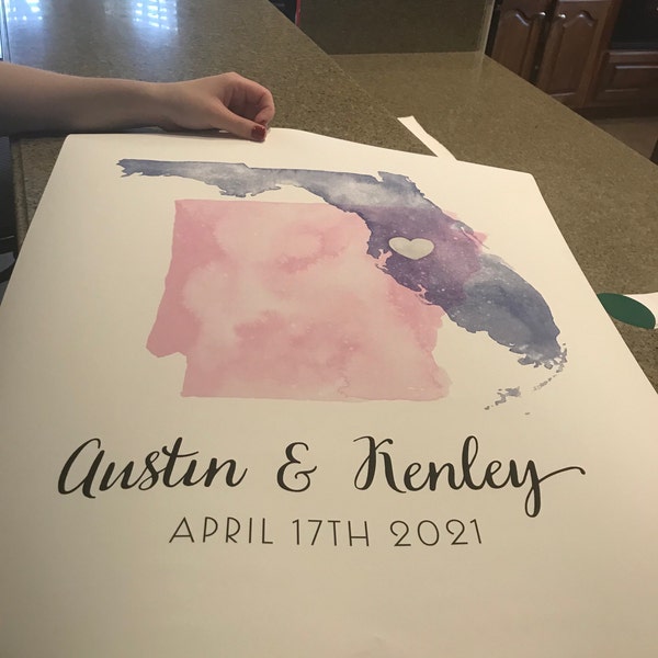 Wedding Guest Book Alternative Watercolor States Guestbook, State Sign ...