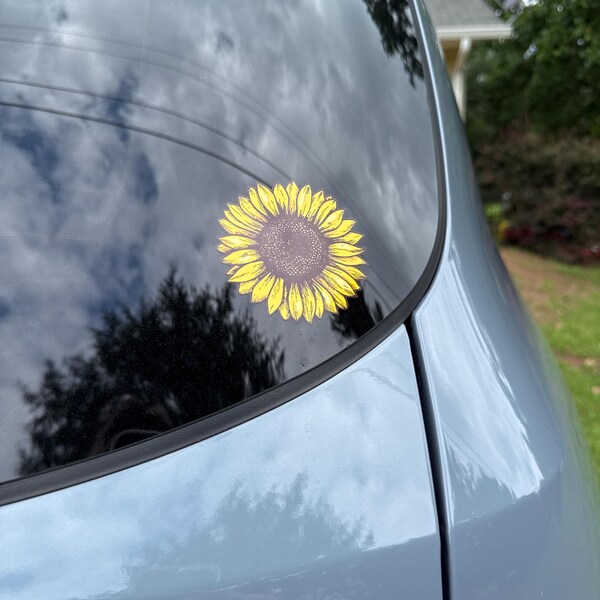 Hand-drawn Sunflower Car Window Decal - Etsy