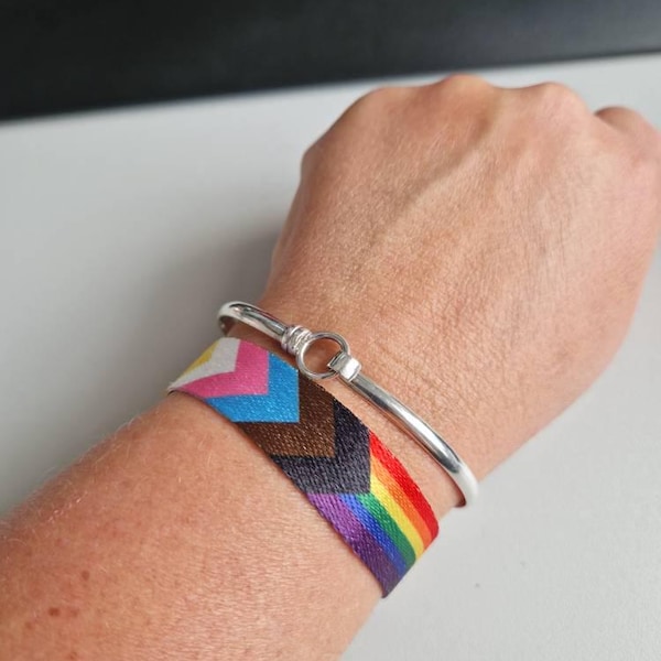 Pride Progress Flag LGBTQ+ Flag Bracelet - Etsy UK