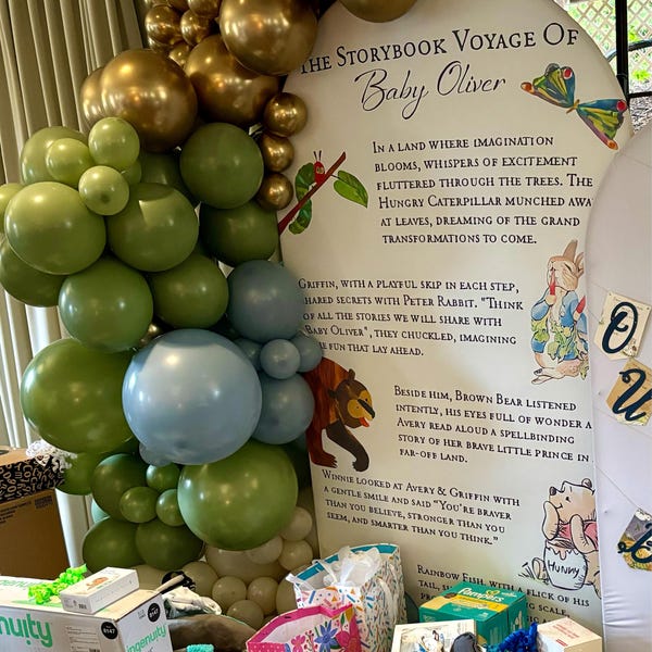 Storybook Voyage Backdrop - Personalized Baby Shower or Birthday ...