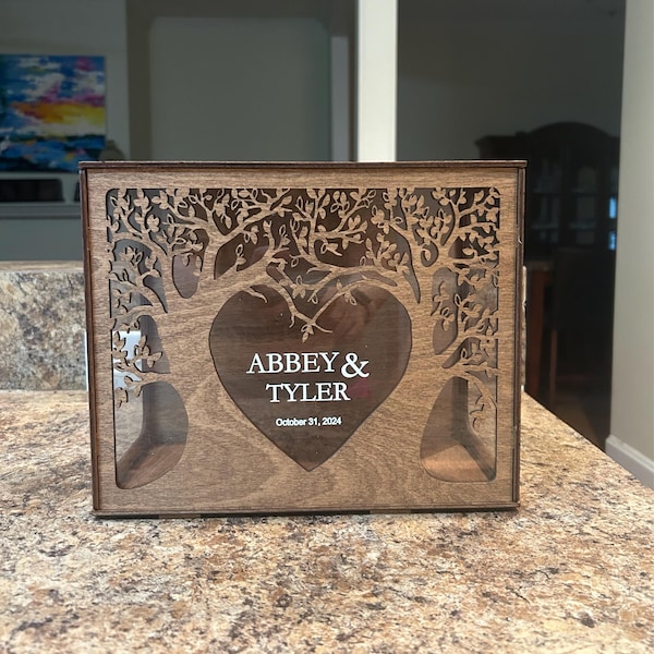 Wedding Card Box, Family Tree Card Box With Slot for Wedding, Rustic ...