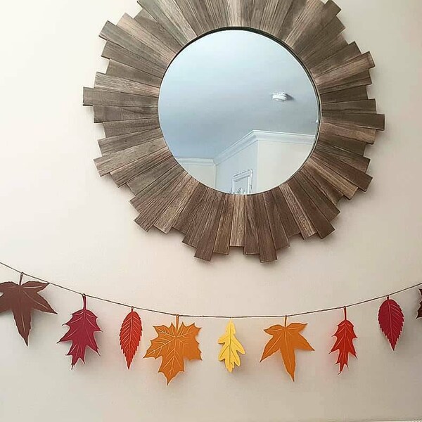 Autumn Leaves Garland Paper Leaf Bunting in Autumnal Colours. Eco ...