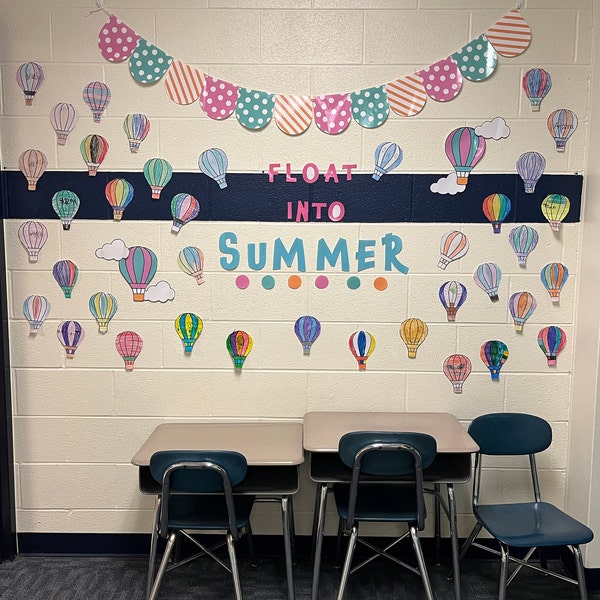 Hot Air Balloon Bulletin Board Kit || Summer Bulletin Boards Digital ...