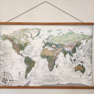 Nautilus World Map Push Pin, World Map Wall Art With USA National Parks ...