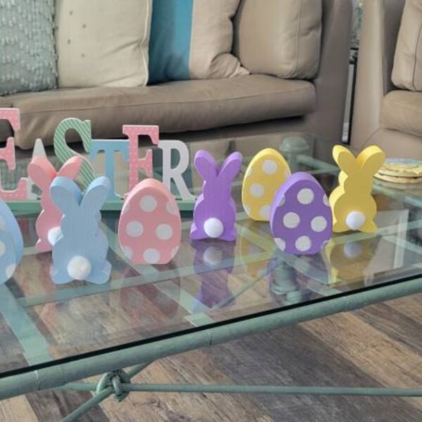 Wooden Bunny, Bunny, Easter Decor, Spring Decor, Easter Tiered Tray ...