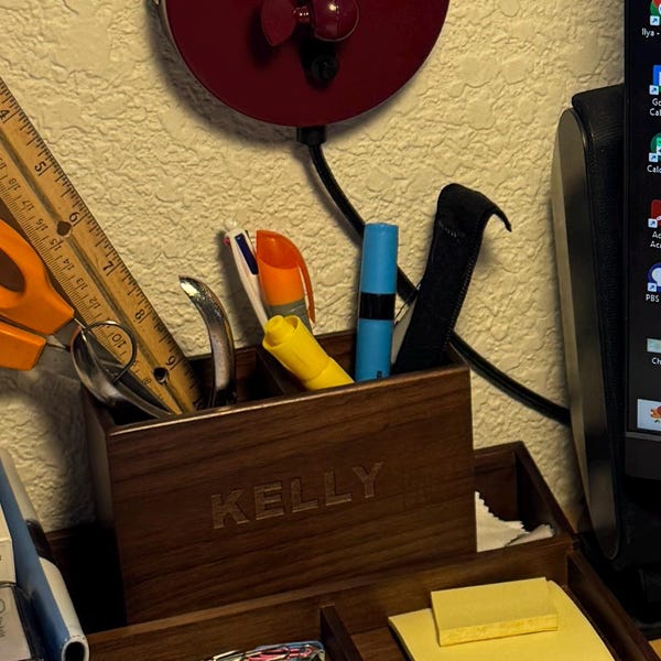 Personalized Premium Walnut Desk Organizer With Multi-compartments ...