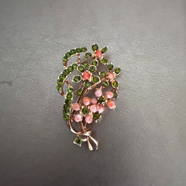 Vintage Saravel Yellow Green Enameled Gold Tone Flower Brooch Pin in ...