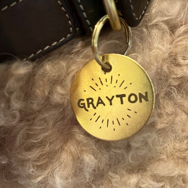 Personalized Vintage Dog Tag // Stamped Dog Tag - Dog ID Tag - Custom ...