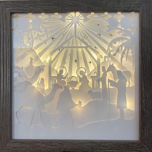 Decorative Nativity Scene Light up Shadow Box, Nativity Christmas Decor ...