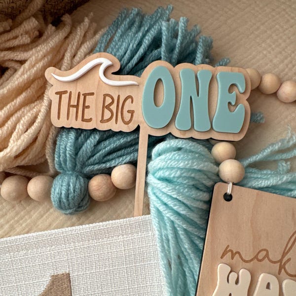 The Big One Wave Birthday Themed Cake Topper, Beach Themed Cake Topper ...
