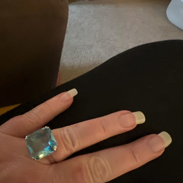 Ruby Ring/ Sterling Silver/ 20ct Big Huge Square Cut Simulated Red Gem ...