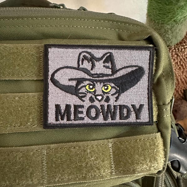 Meowdy Embroidered Patch Cute Animal Morale Tactical Hook and Loop for ...