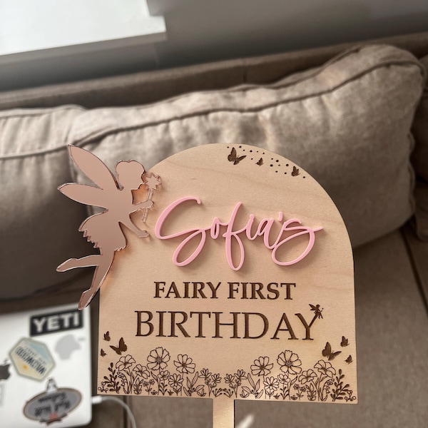 Fairy First Birthday Cake Topper, Fairy Theme Cake Smash, Fairy ...