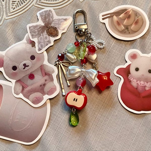 Cottagecore Heisei Retro Juminocore Apple Trinket Charm Keychain - Etsy