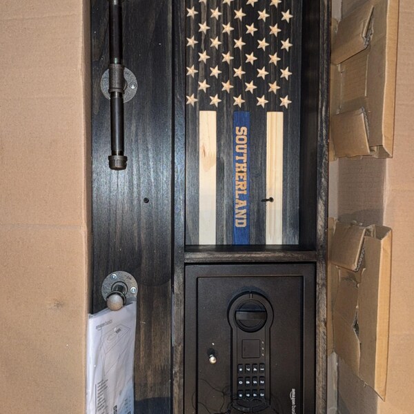 Police Duty Gear Rack With Lockbox Safe + FREE Metal Miranda Card ...