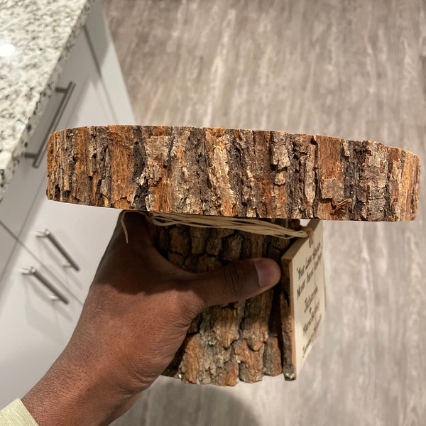 11" Wood Cake Stand, Log Cake Stand, Tree Bark Cake Stand, Tree Slice ...
