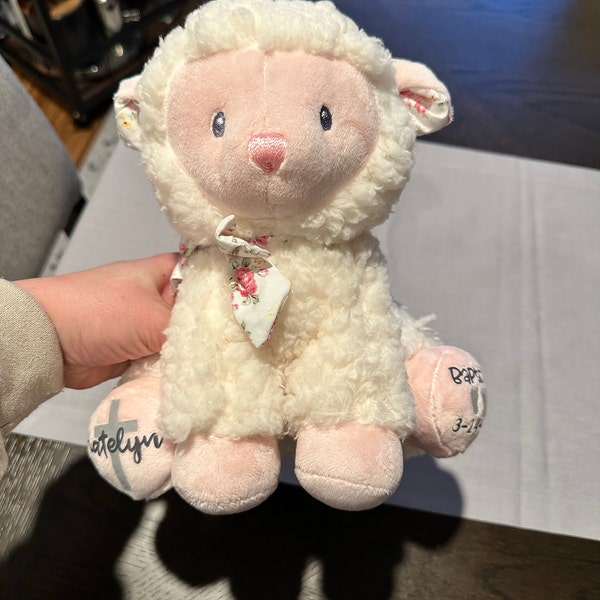 Baptism Lamb, Personalized Baptism Gift, Stuffed Lamb Baptized Gift ...