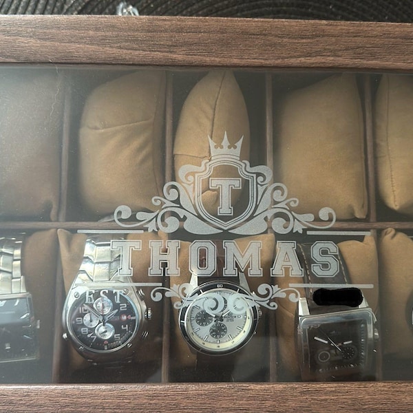 Personalized Watch Box - Holds 6 Watches, Watch Organizer, Watch ...