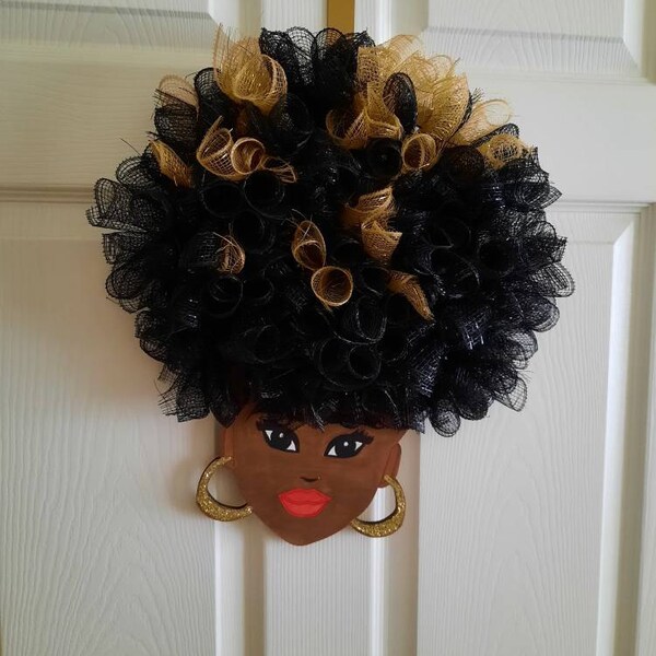 Diva Wreath Rail: Afro Woman Door Hanger, Black Girl Magic (tutorial ...