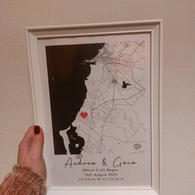 Custom Map Set of 2 City Maps Personalized Map 2 Piece Wall Art Living ...