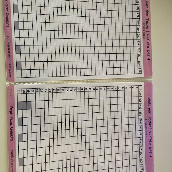 Basic Year Tracker | 1 Large Year Tracker Sticker 6.43"hx4.74"w ...