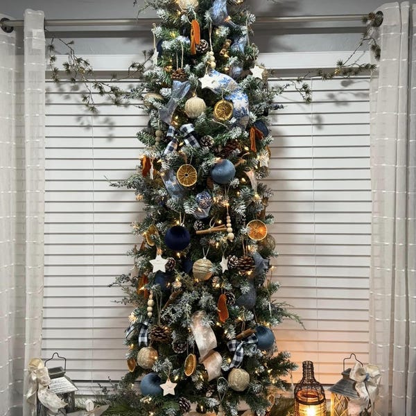 Christmas Winter Stem, Icy Juniper Blue Berry Pick 16' Long, Farmhouse ...