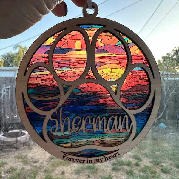 Rainbow Bridge Pet, Sun Catcher, Suncatcher Pet Memorial, Personalized ...