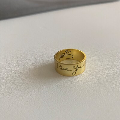 Memorial Handwriting Ring Actual Handwriting Band Ring Eternity Ring ...