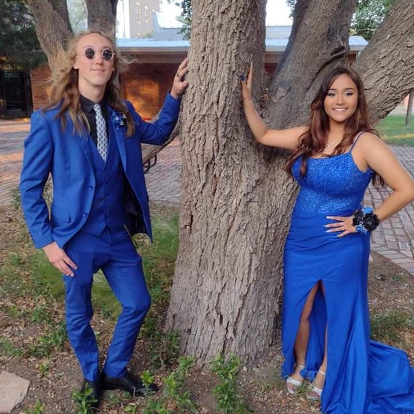 Cobalt Blue and Black - Corsage or Boutonnière - Blue and Black ...