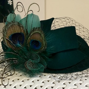 Black Crystal Fascinator Veiled Crystals or Pearl Studded Teardrop ...