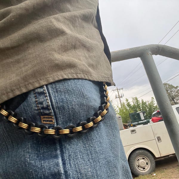 Black and Brass Nut Wallet Chain - Etsy