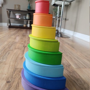 Wooden Rainbow Stacking Toy Large 9 Piece, Montessori Rainbow Stacker ...