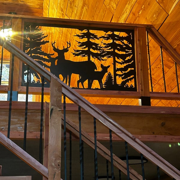 Decorative Rustic Metal Panel, Metal Panel Insert, Wildlife Scenery ...